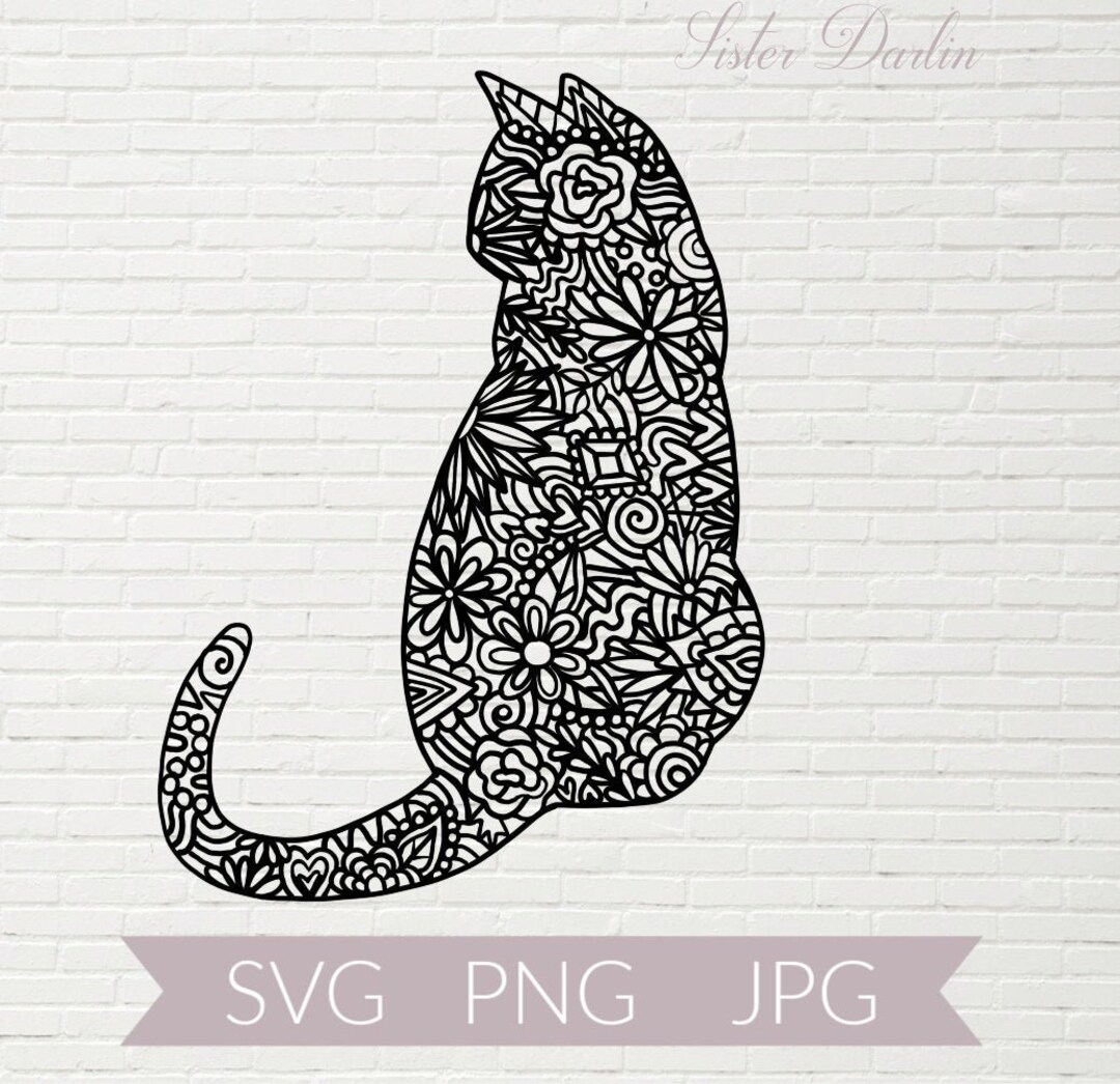 Cat Mandala SVG | Cat Zentangle SVG | Cat Clipart | Cat Cricut File ...