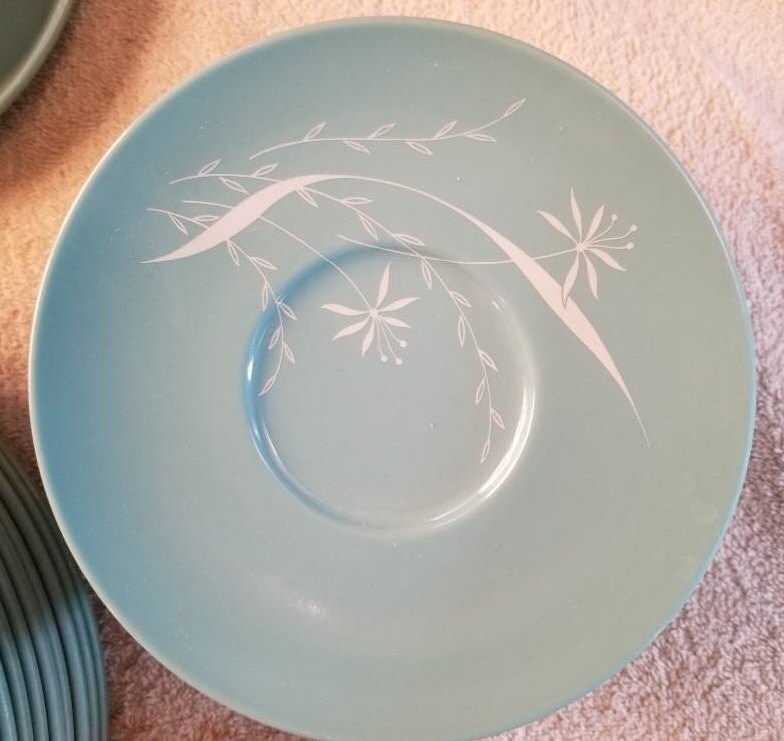 Vintage Texas Wear Dinnerware Set - Blue Melamine With White - Etsy