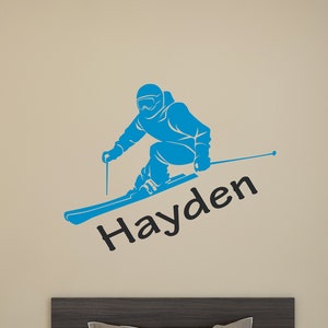 Ski Decal With Personalized Name, Skier Decal, Ski Wall Decal, Skier ...