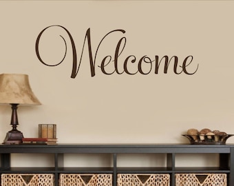 Welcome Vinyl Decal Welcome Wall Mural Welcome Mailbox Sticker Welcome ...