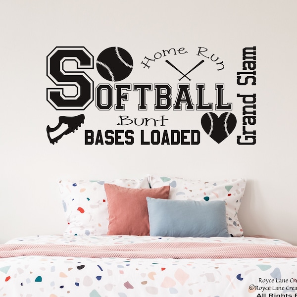 Softball Wall Decal - Etsy