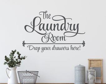 Laundry Stickers Little Boy and Dog / Cute Laundry Room Decal / Laundry ...