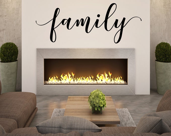 Family Wall Decal, Handwritten Font Family Decal, Family Lettering ...