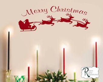 Santa sleigh decal | Etsy
