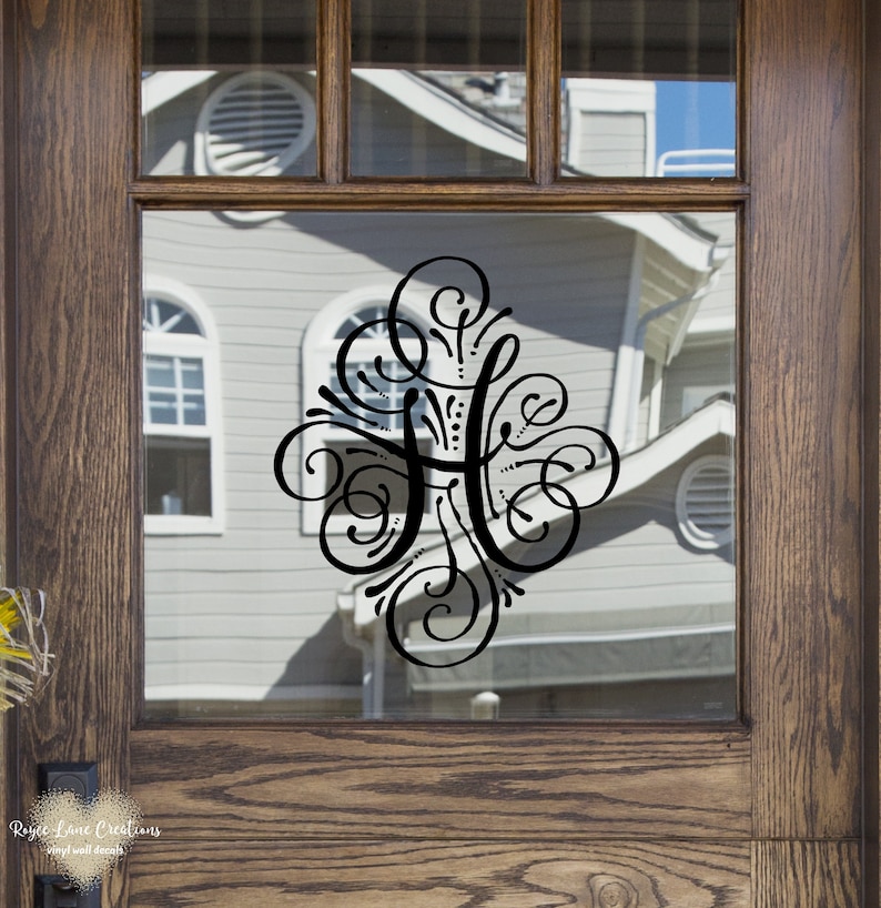 Front Door Monogram Decal, Storm Door Decal, Letter Monogram for Front ...