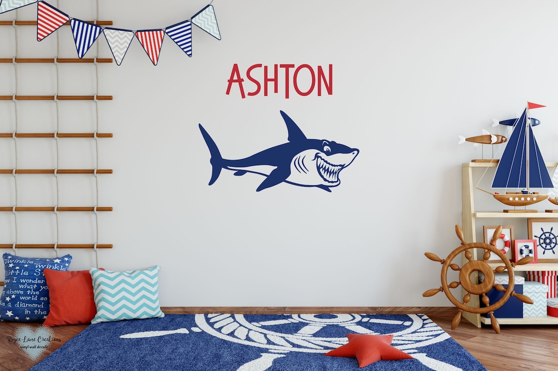 Personalized Shark Decal Custom Name Shark Sticker Shark - Etsy