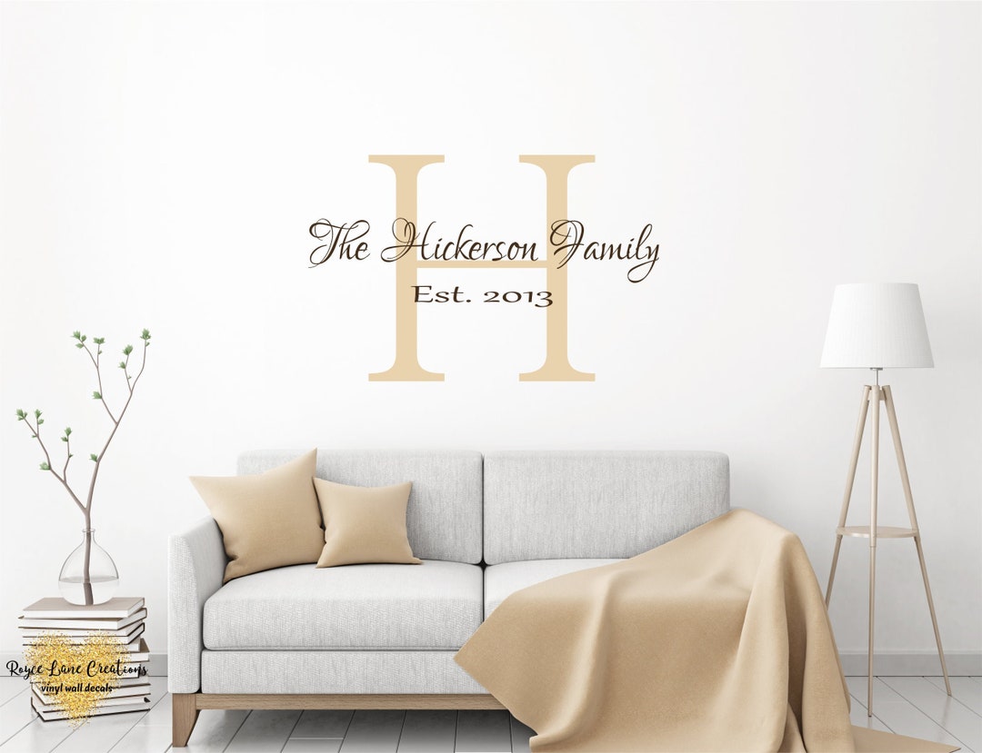 Family Monogram Decal, Personalized Family Name Wall Decal, Family Name ...