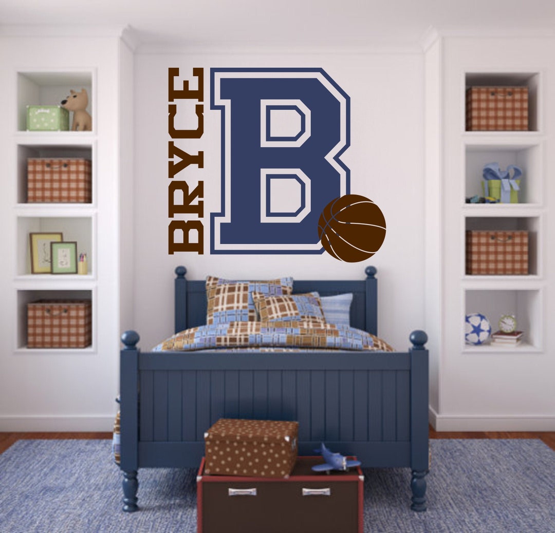 Varsity Letter Decal With Personalized Name and Basketball for Teen ...