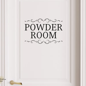 Powder Room Door Decal, Powder Room Decor, Vinyl Sticker for Bathroom ...