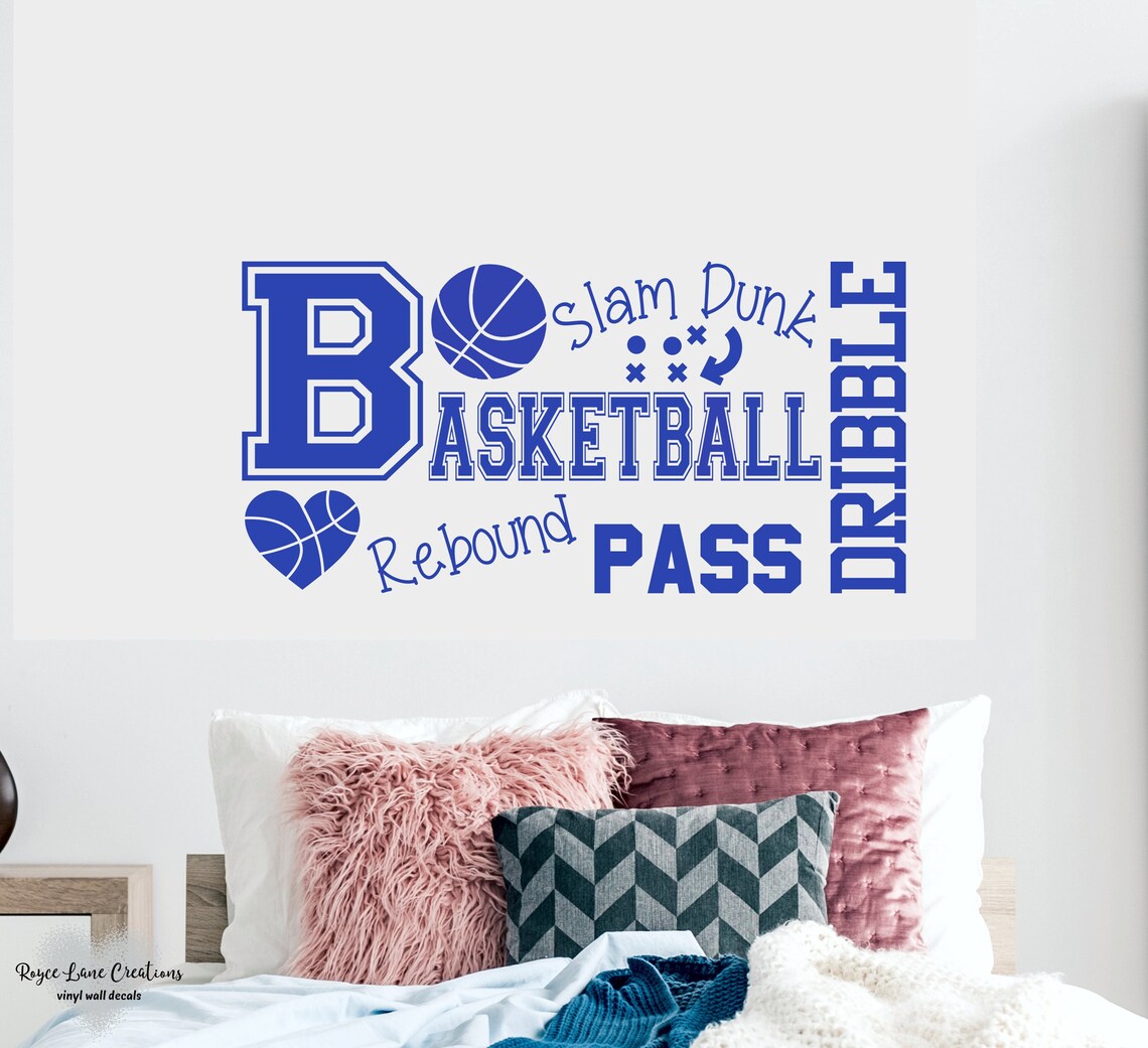 Girls Basketball Word Art Wall Decal B31 Sports Vinyl Wall Decal ...
