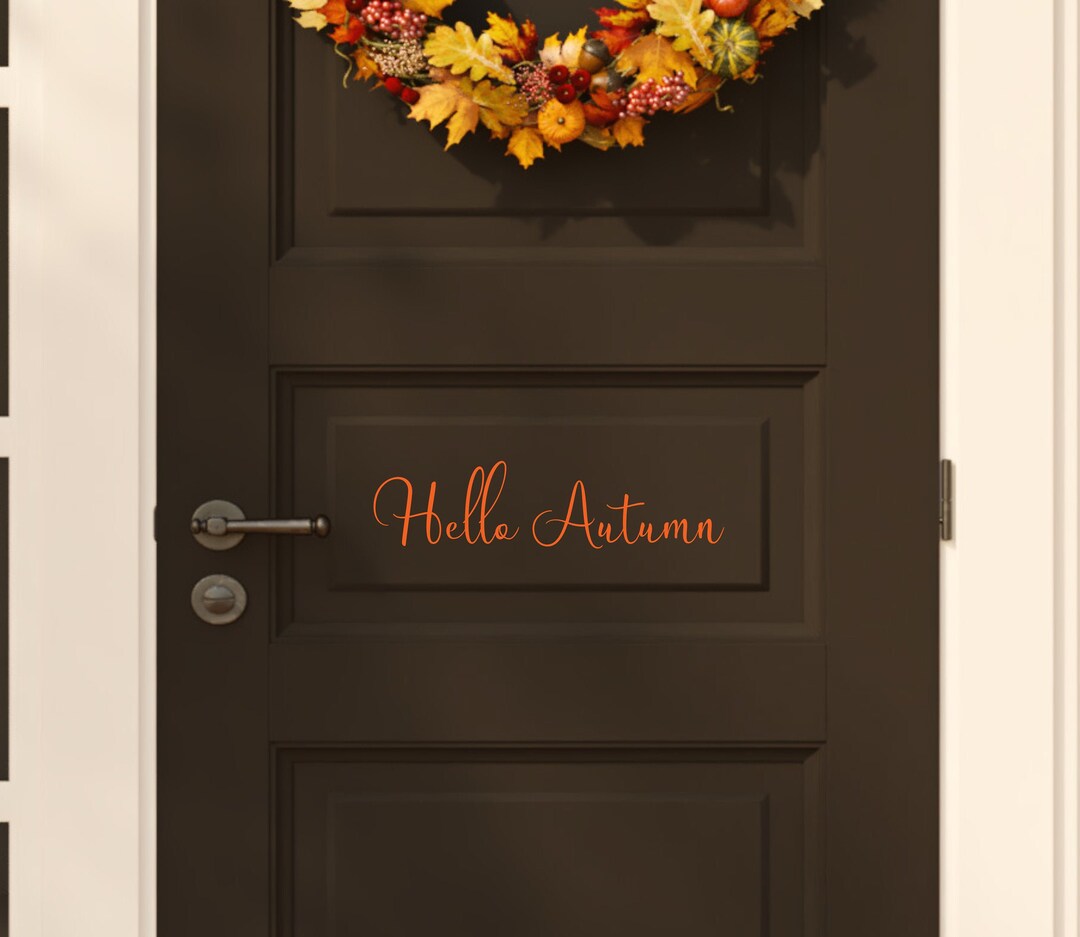 Hello Autumn Door Decal, Autumn Door Decoration, Fall Front Door ...
