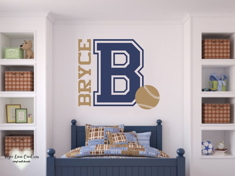 Varsity Letter Decal With Personalized Name and Baseball Decal - Etsy