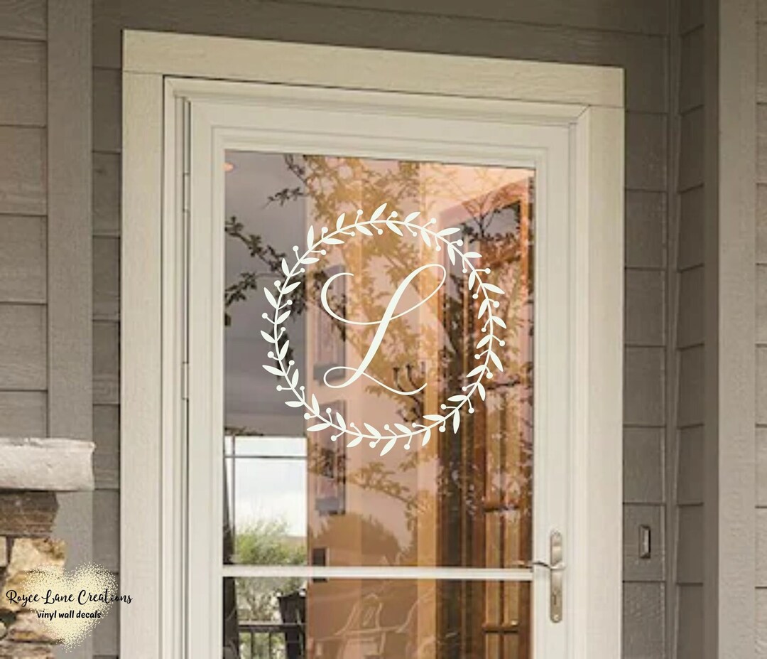 Front Door Decal, Monogram Letter for Glass Storm Door, Initial Family ...