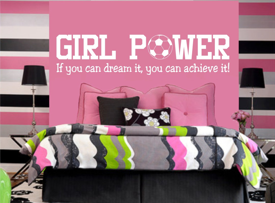 Girl Soccer Wall Sticker Girl Power Wall Art GRL PWR Girl - Etsy