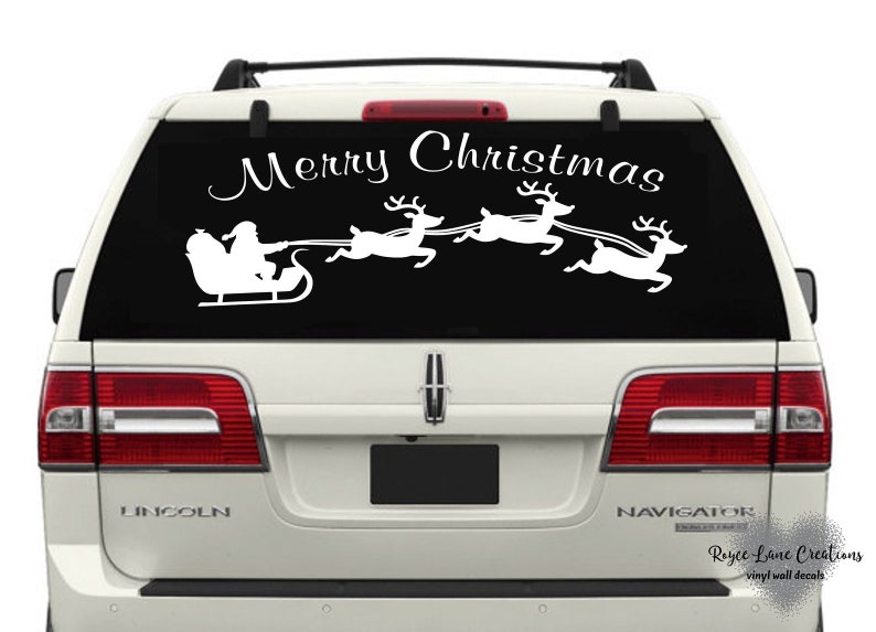 Merry Christmas Decal With Santa's Sleigh and Reindeer, Santa's Sleigh ...