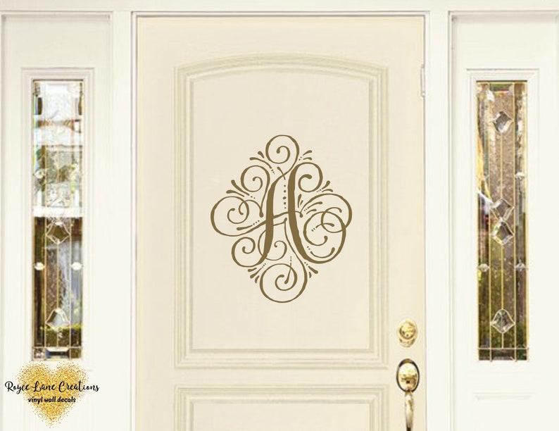 Front Door Monogram Decal, Storm Door Decal, Letter Monogram for Front ...