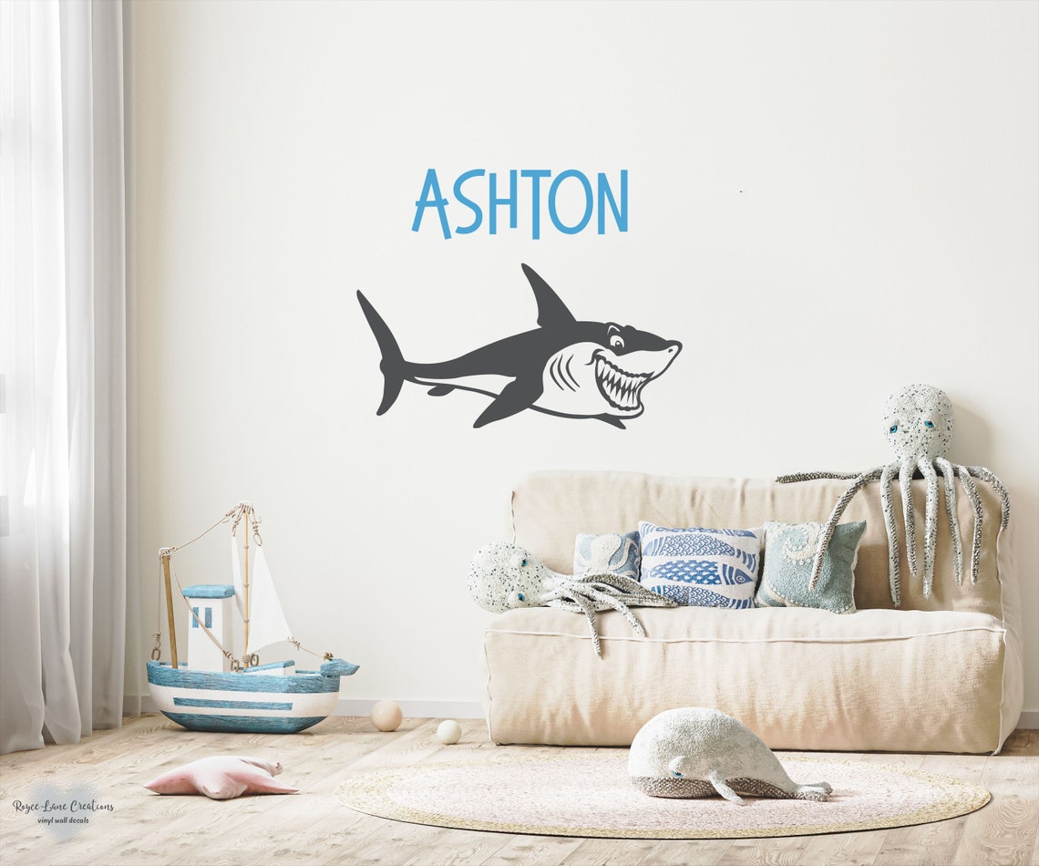 Personalized Shark Decal Custom Name Shark Sticker Shark - Etsy