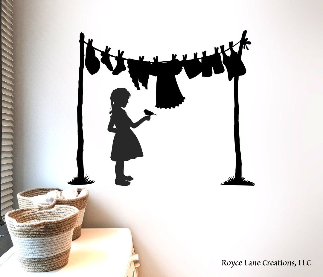 Laundry Room Decal / Laundry Clothesline Decal / Laundry Room Wall ...