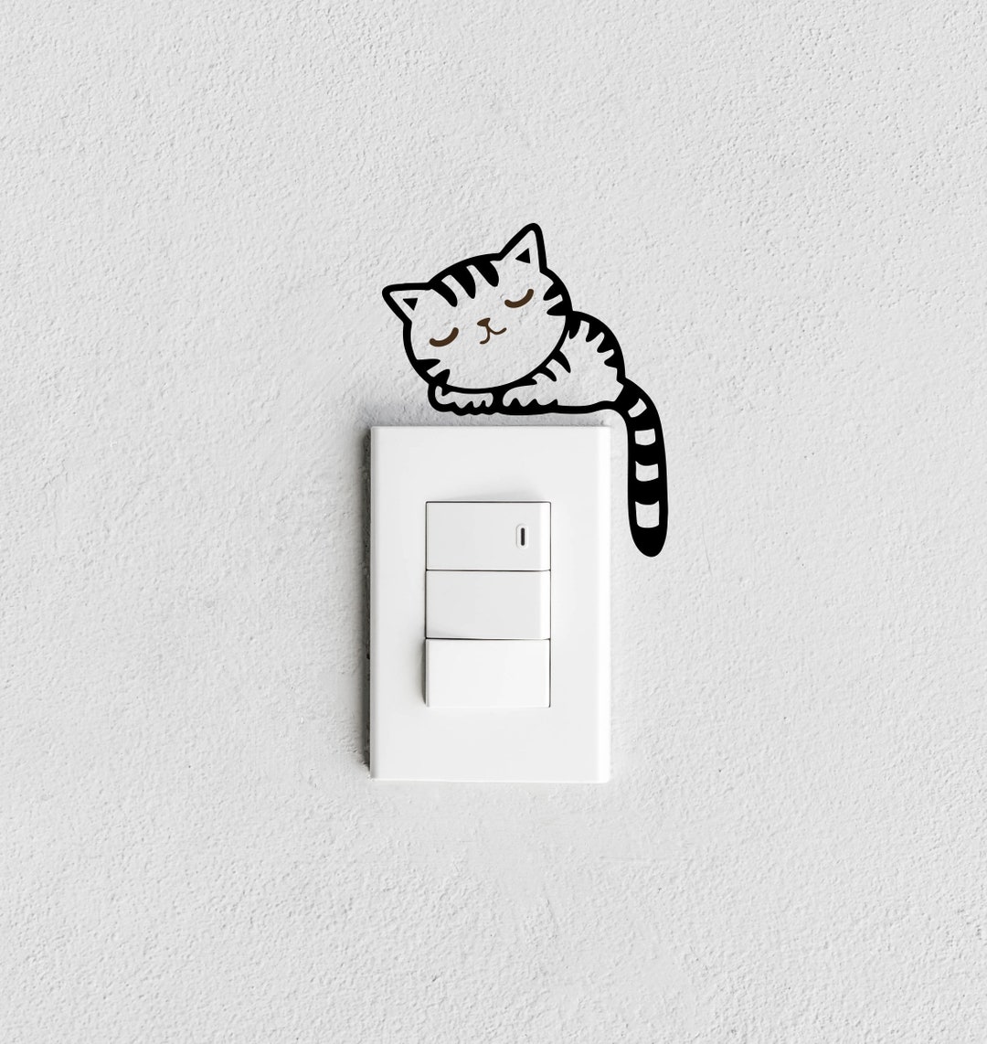 Cat Light Switch Decal - Sleeping Cat Lightswitch Decal - Cat Decor ...