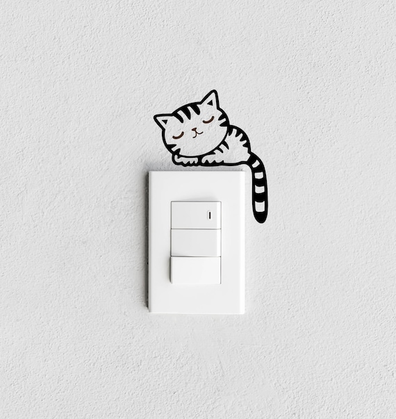 Cat Light Switch Decal Sleeping Cat Lightswitch Decal Cat - Etsy