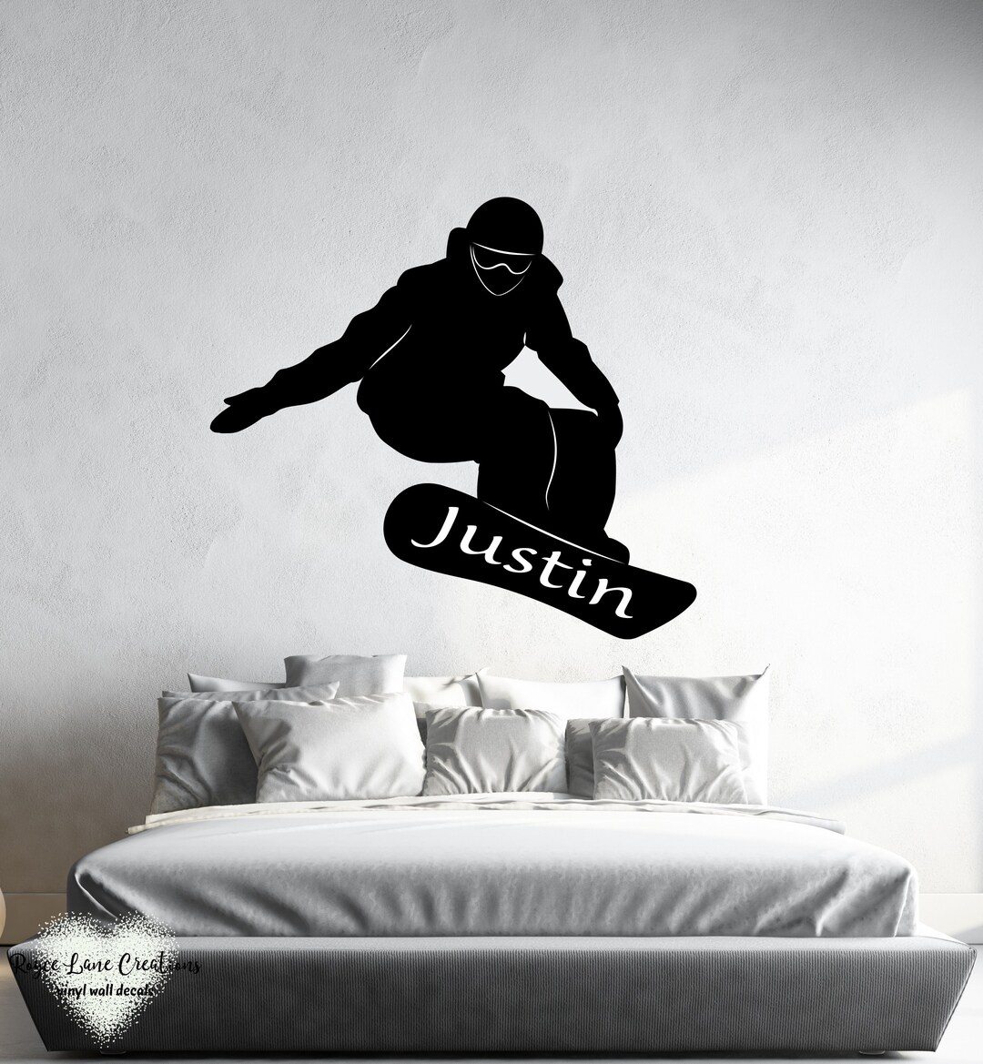 Snowboard Decal Snowboarder With Personalized Name Sports - Etsy