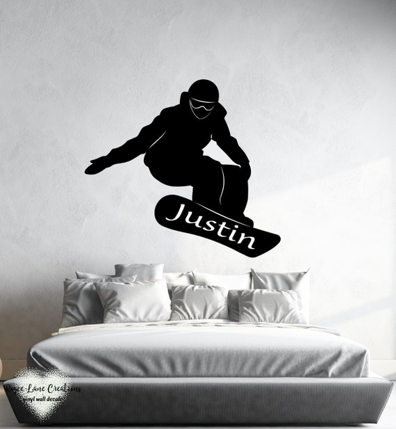 Snowboard Decal Snowboarder With Personalized Name Sports | Etsy