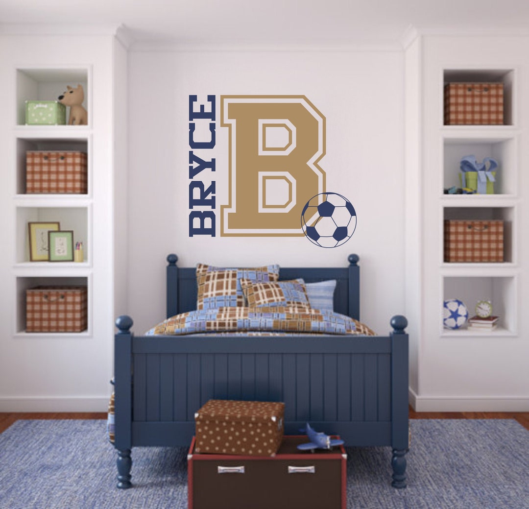 Soccer Wall Decal Varsity Letter Decal With Personalized Name and ...