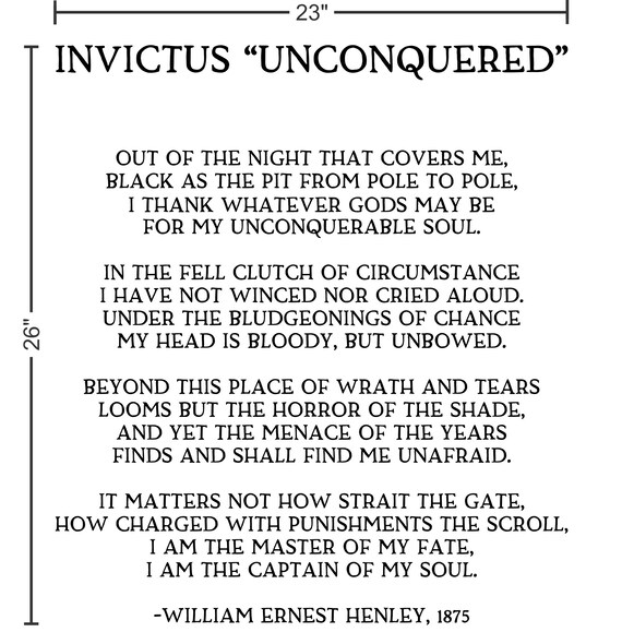 Invictus Poem Meaning Invictus Poem, 1895 William Ernest Henley,