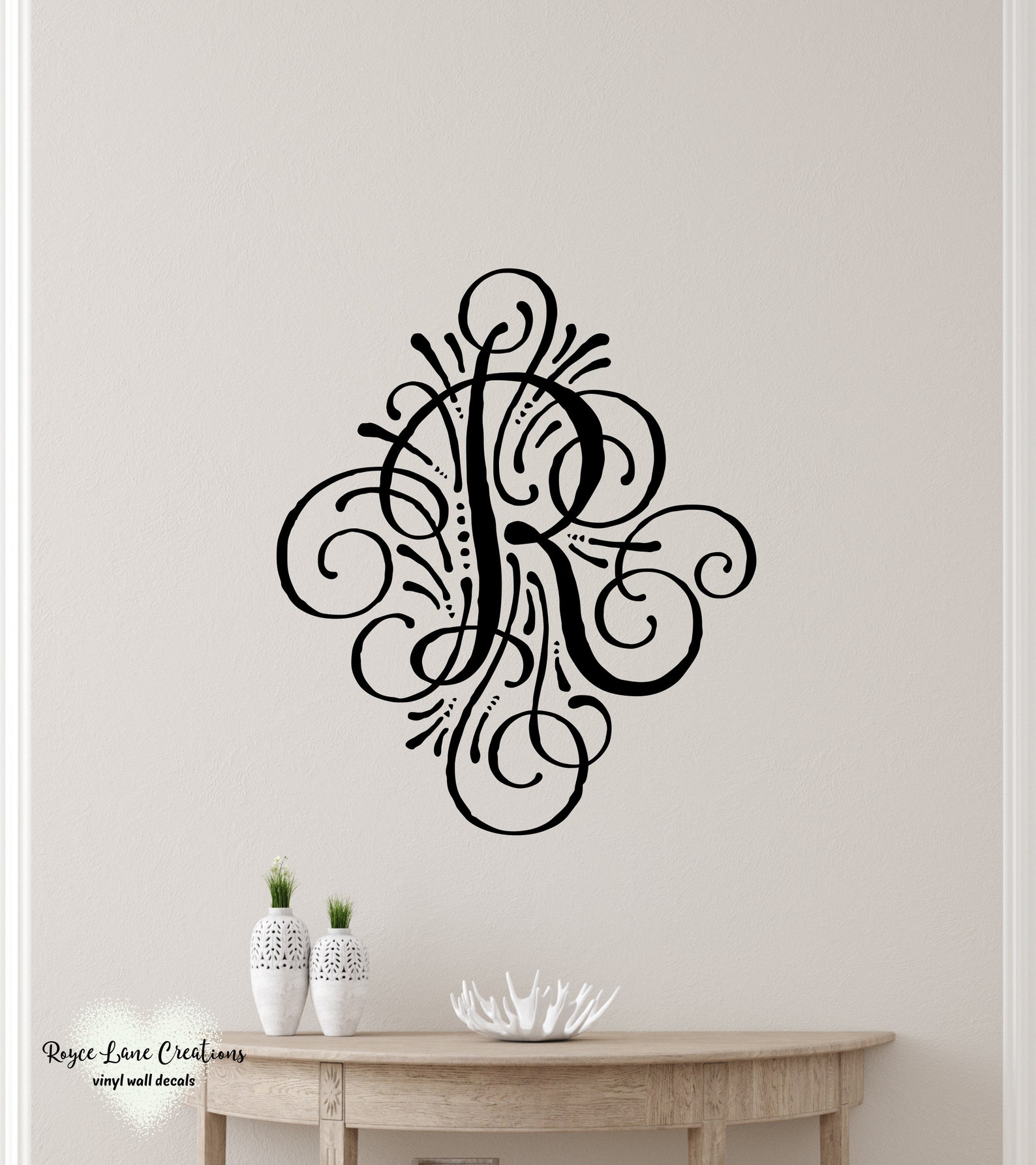 Front Door Monogram Decal, Storm Door Decal, Letter Monogram for Front ...