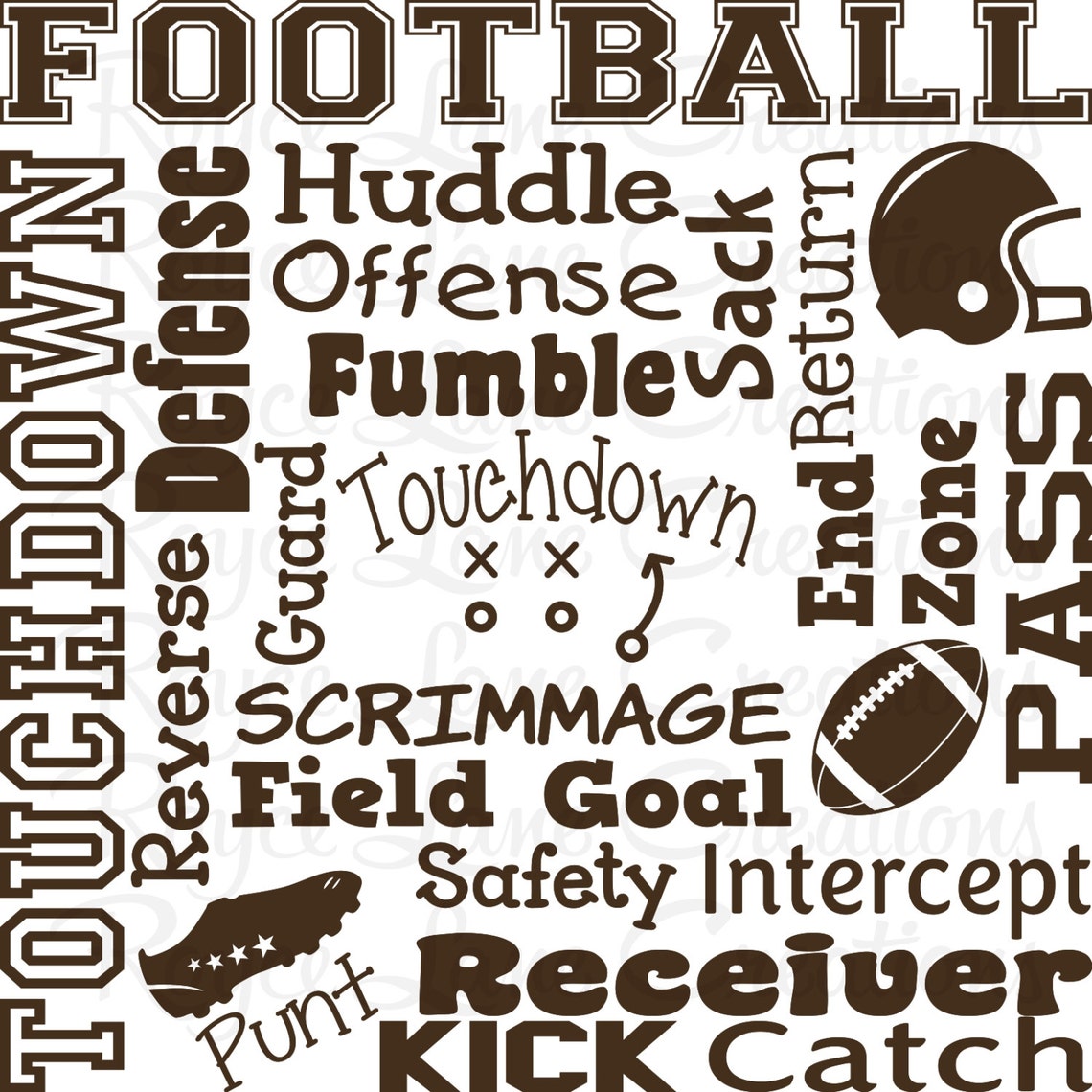 Football Wall Decal Football Word Art 2 Varsity Letter Decal | Etsy