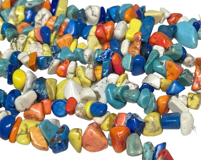 Multi Color Gemstone Chips, 4pk 5 Inch Strands, Small to Xlarge Dyed ...