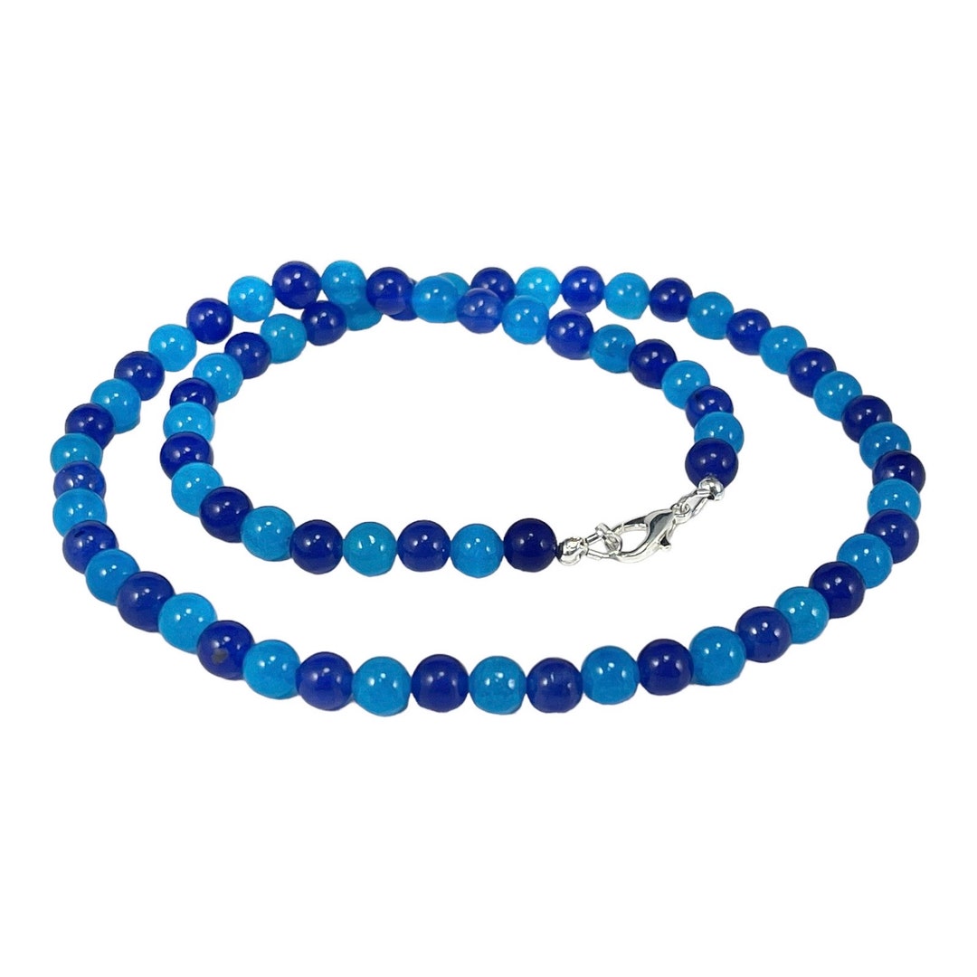 Aventurine & Quartzite Beaded Necklace, Anklet or Bracelet, Blue and ...