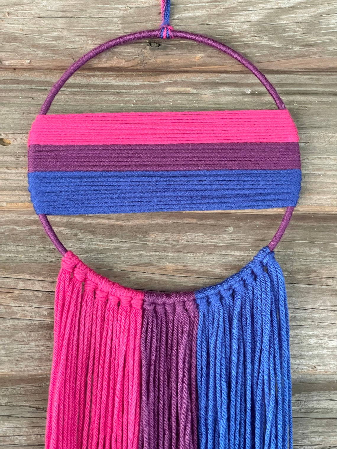 Bisexual Pride Flag Wall Décor LGBTQ Pride Yarn Macramé Hoop - Etsy