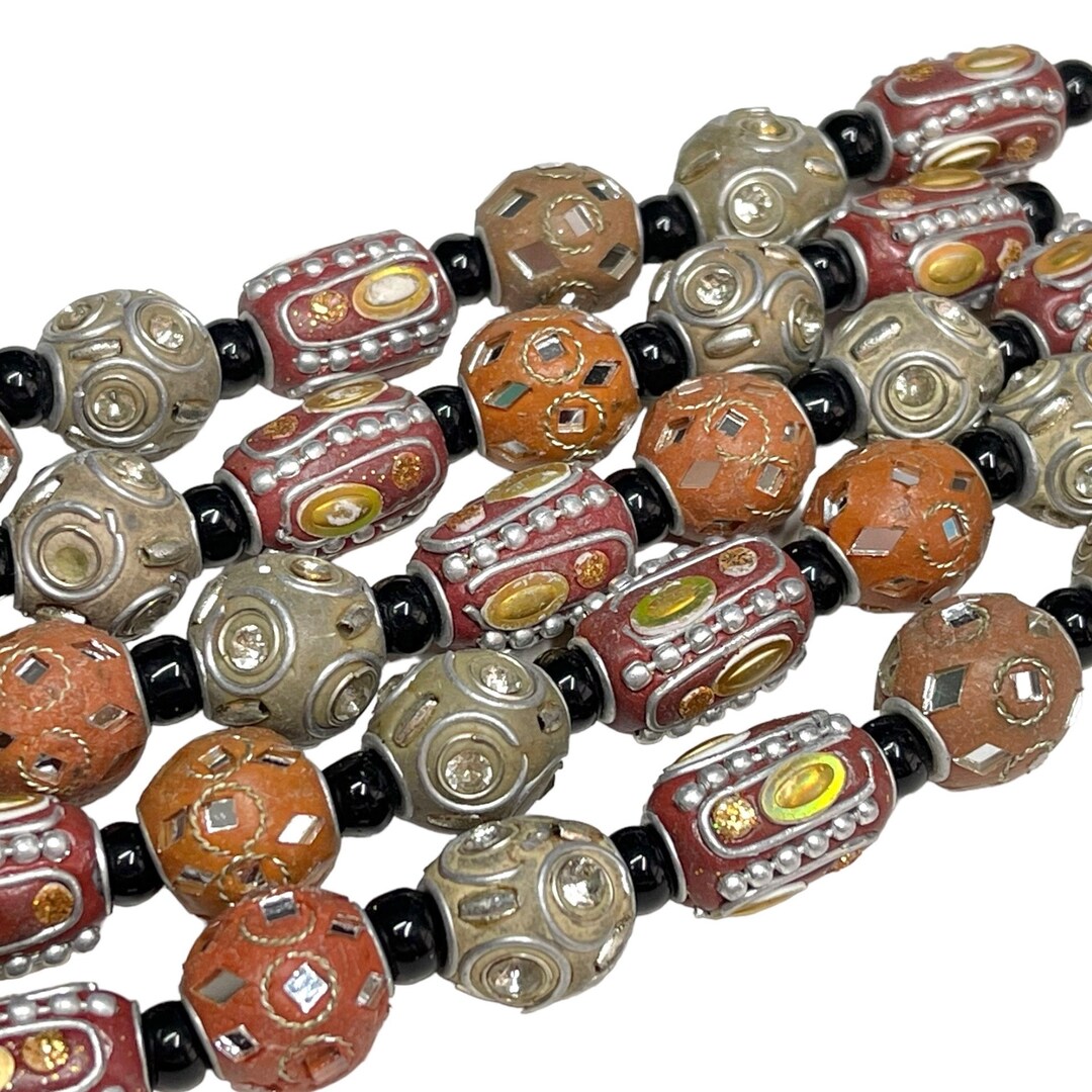 7" Strand Multi Color Clay Beads, Inlay Large Chunky Focal Beads, Mixed ...
