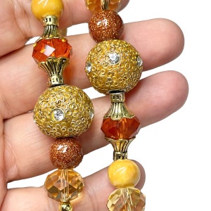7" Strand Orange, Yellow, and Gold Large Chunky Focal Beads, Mixed Bead ...