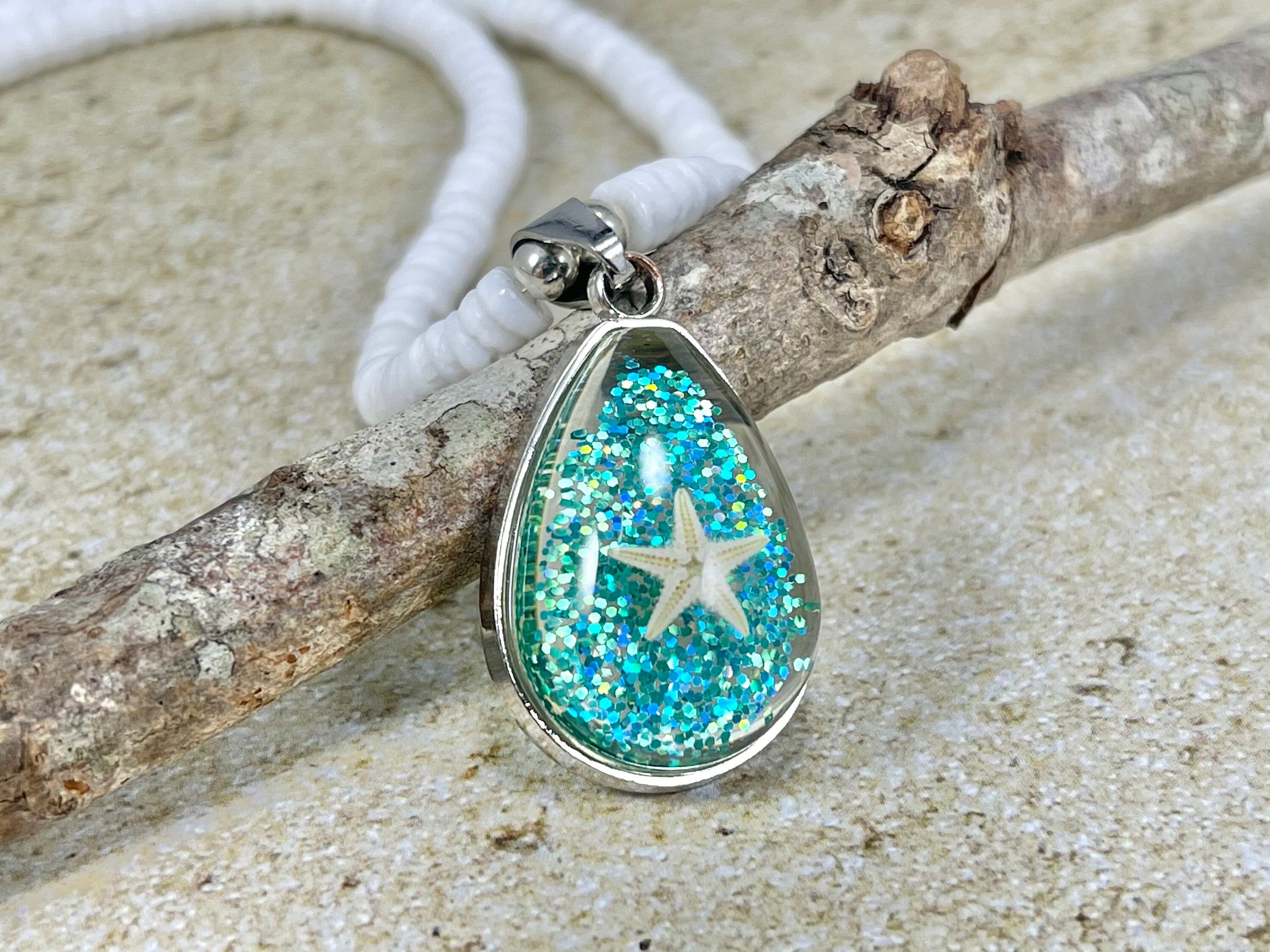 White Shell Necklace with Starfish Pendant White Litub Shell | Etsy