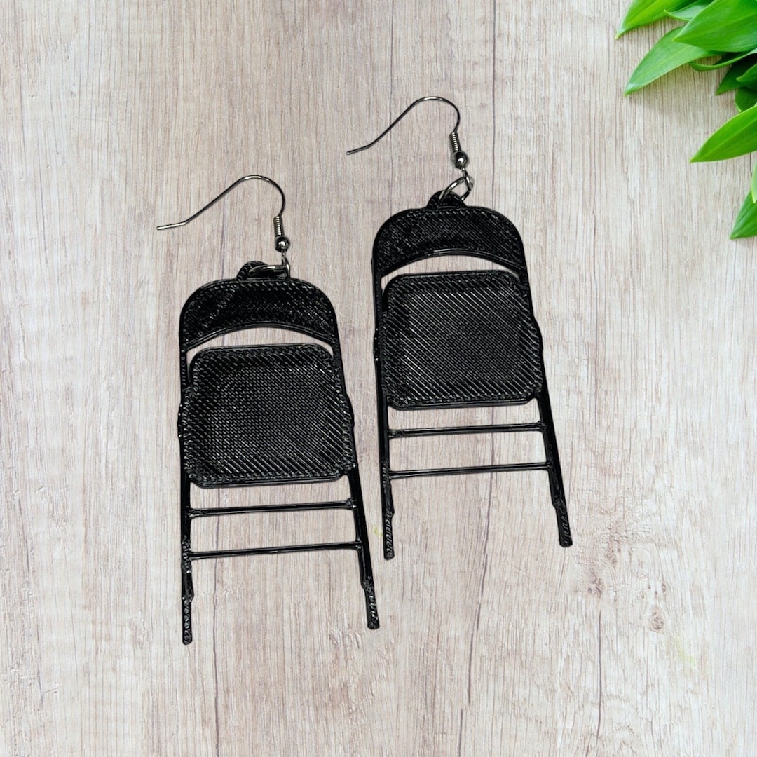 Folding Chair Charm Earrings. 3D Printed Folded Chair Jewelry, DIY Paint Your Own, Holiday Gift ...