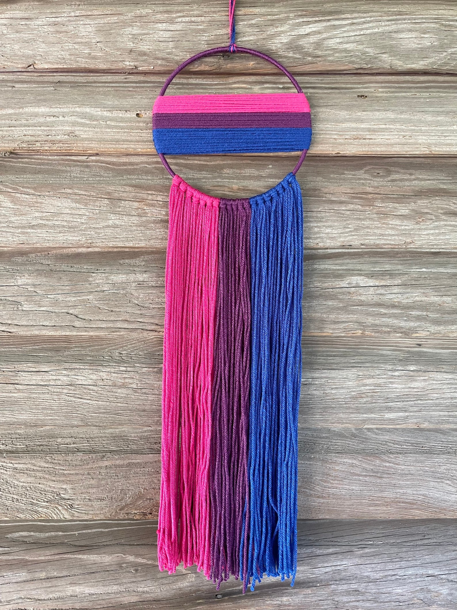 Bisexual Pride Flag Wall Décor LGBTQ Pride Yarn Macramé Hoop - Etsy