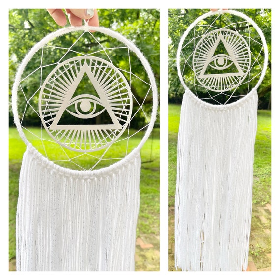 All Seeing Eye Dreamcatcher White and Silver Sacred Geometry - Etsy