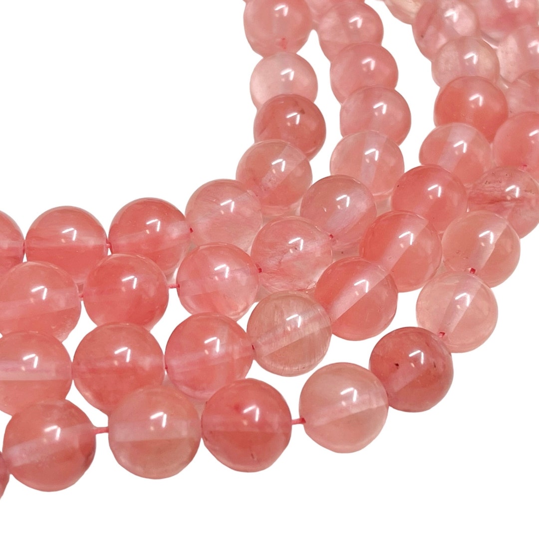2- 6inch Strands 10mm Cherry Glass Beads, Round Glass Beads, Jewelry ...