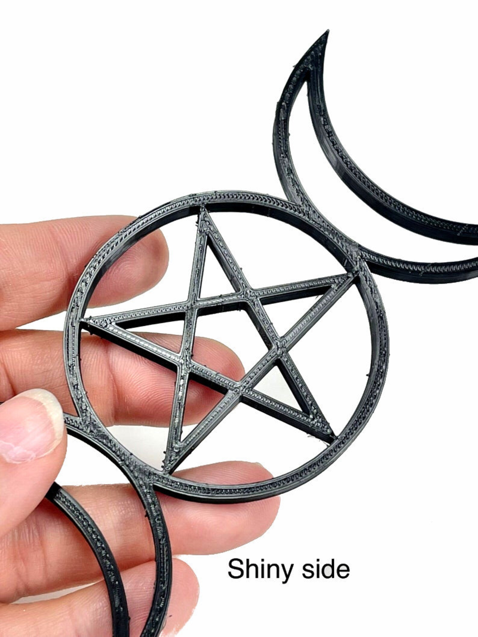 Triple Moon With Pentacle Wall Art Wiccan Pentagram - Etsy