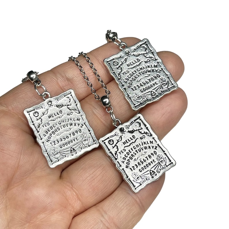 Ouija Board Pendant, Silver Plated Spirit Board Necklace, Mystical Gift ...