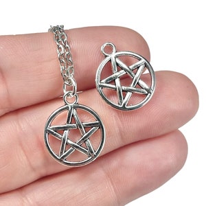 Small Pentacle Charm Necklace, Silver, Gold, or Bronze Pentagram ...