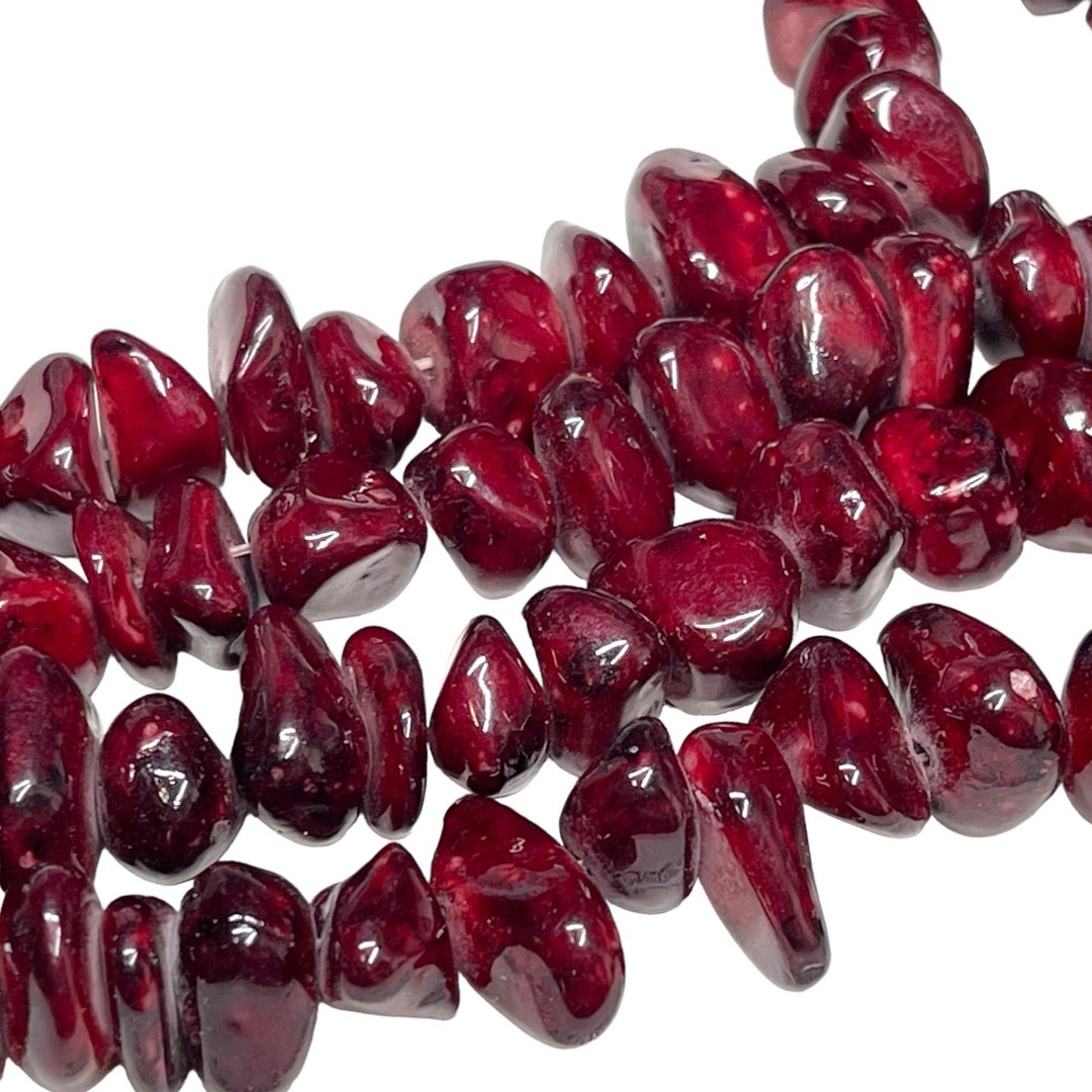 12-inch Strand Dark Red Dyed Quartzite Nugget Beads, Large Irregular ...