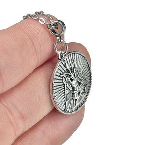 Silver Sitting Baphomet Medallion Necklace, Satanic Goat Head Coin ...
