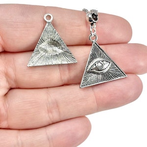 Silver All Seeing Eye of Providence Charm Necklace, Mystical Jewelry ...
