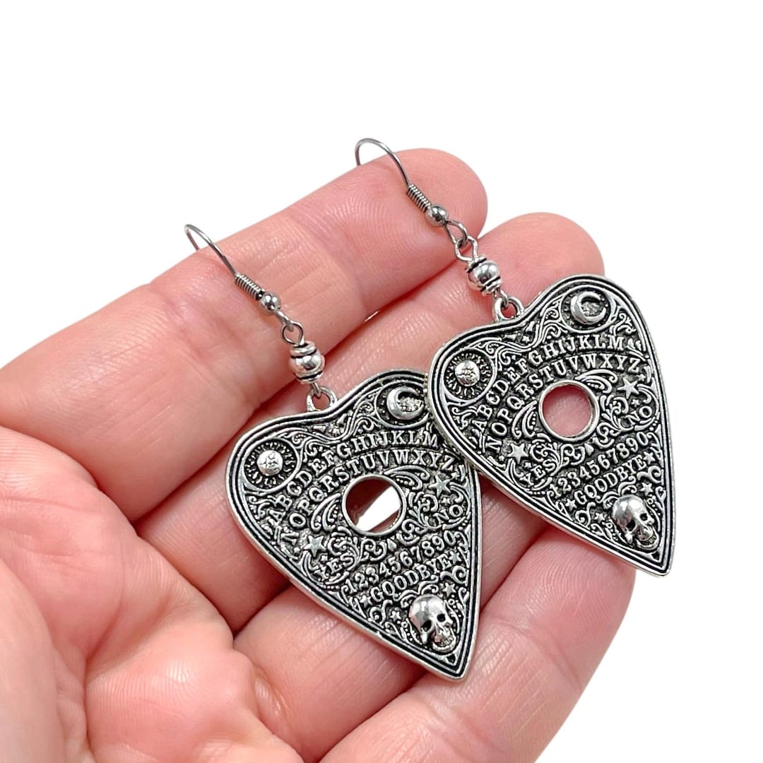 Silver Ouija Planchette Earrings, Spirit Board Jewelry, With Sterling ...