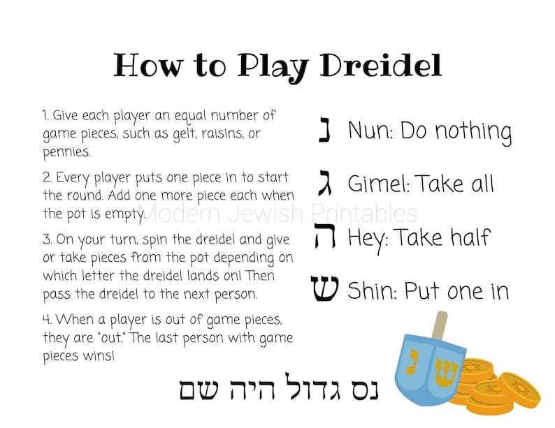 How to Play Dreidel Hanukkah Digital Download | Etsy