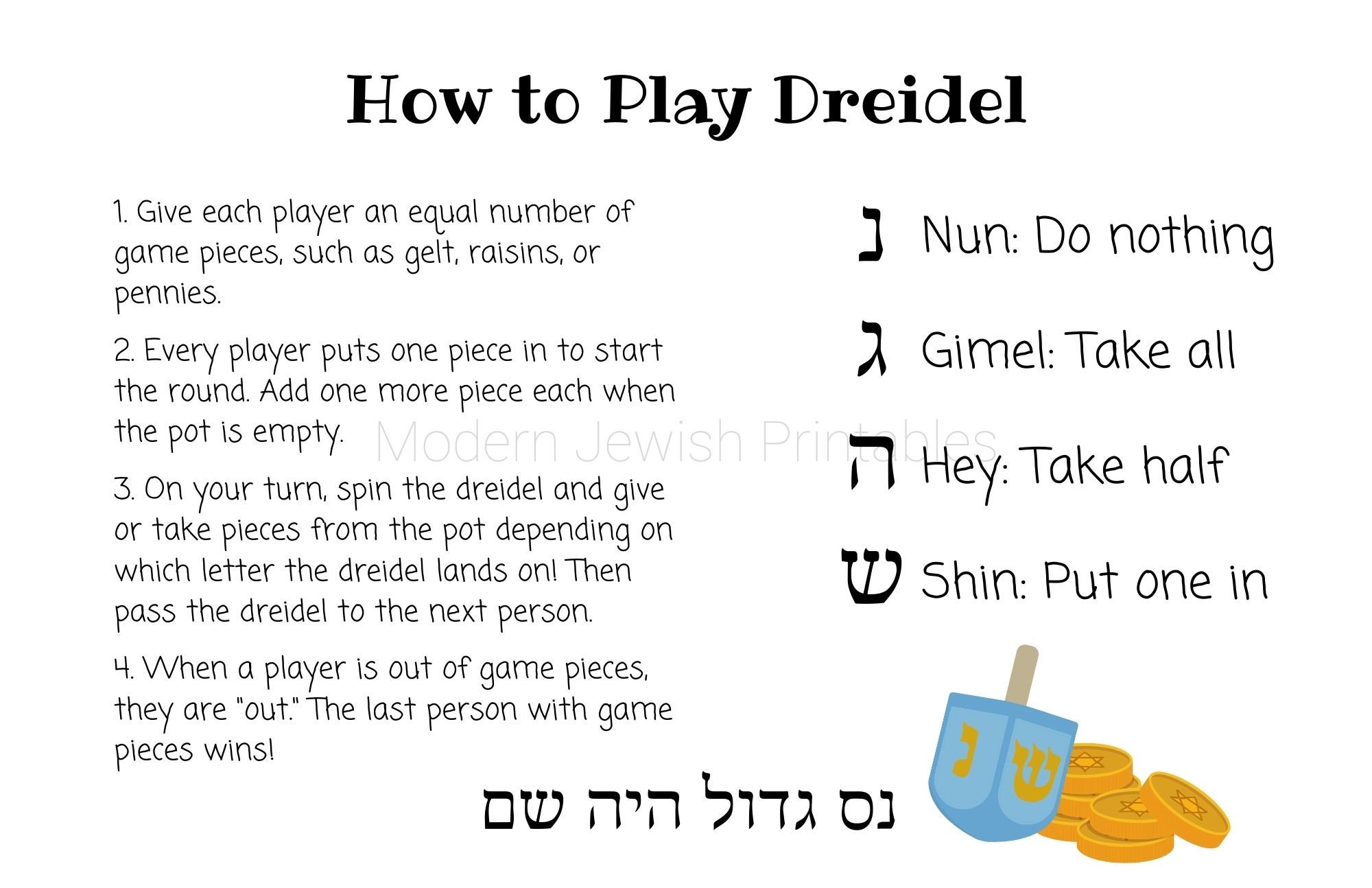 How to Play Dreidel Hanukkah Art Print - Etsy