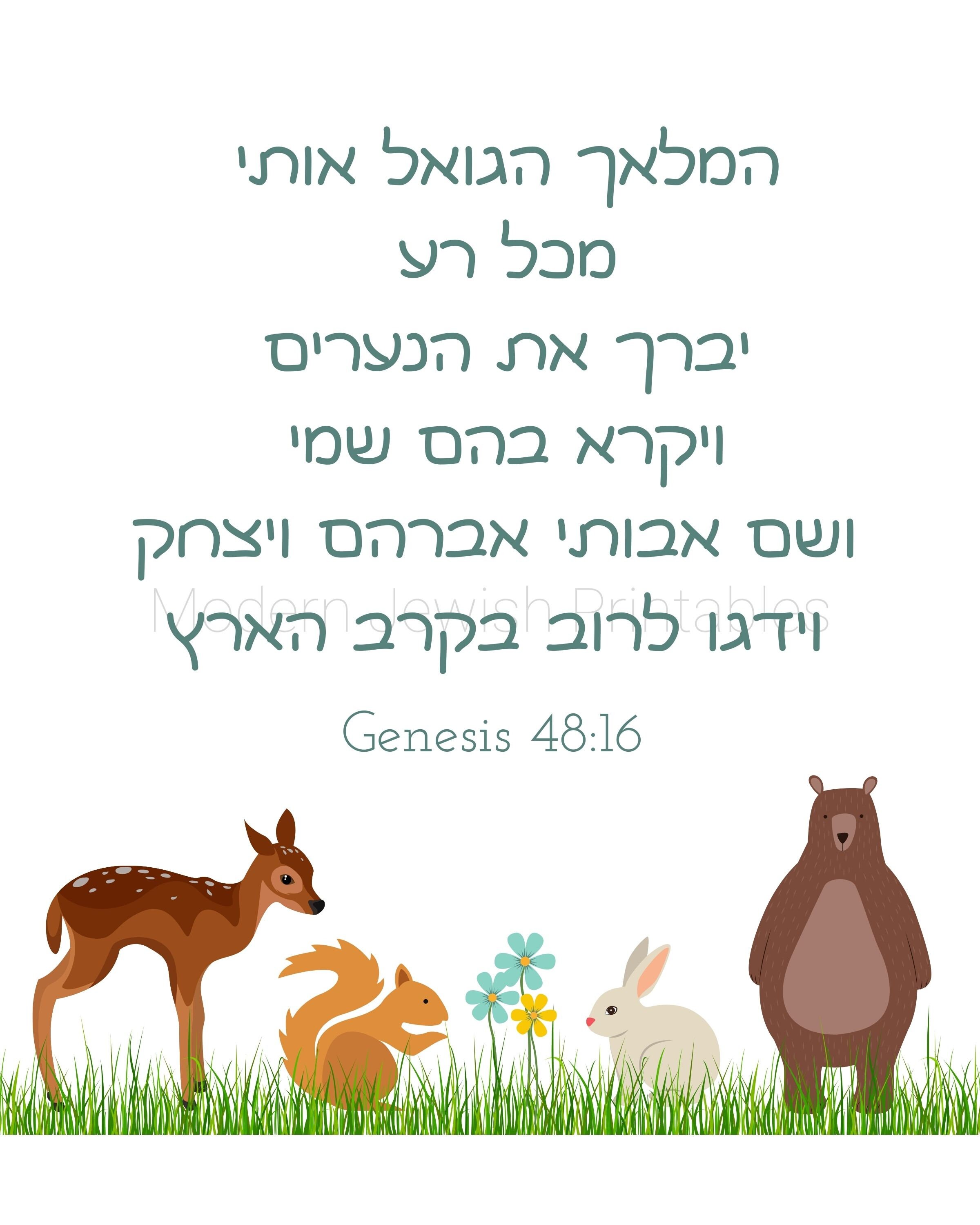 Nursery Printable Wall Art With Hamalach Hagoel Jewish Lullaby - Etsy